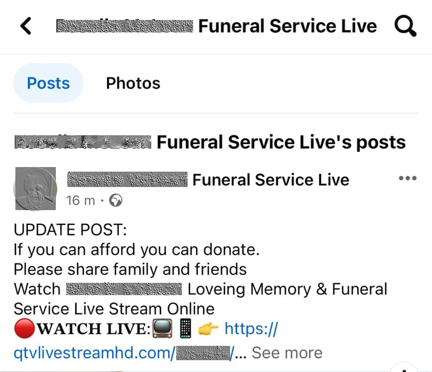 Fake funeral “live stream” scams target grieving users on Facebook ...