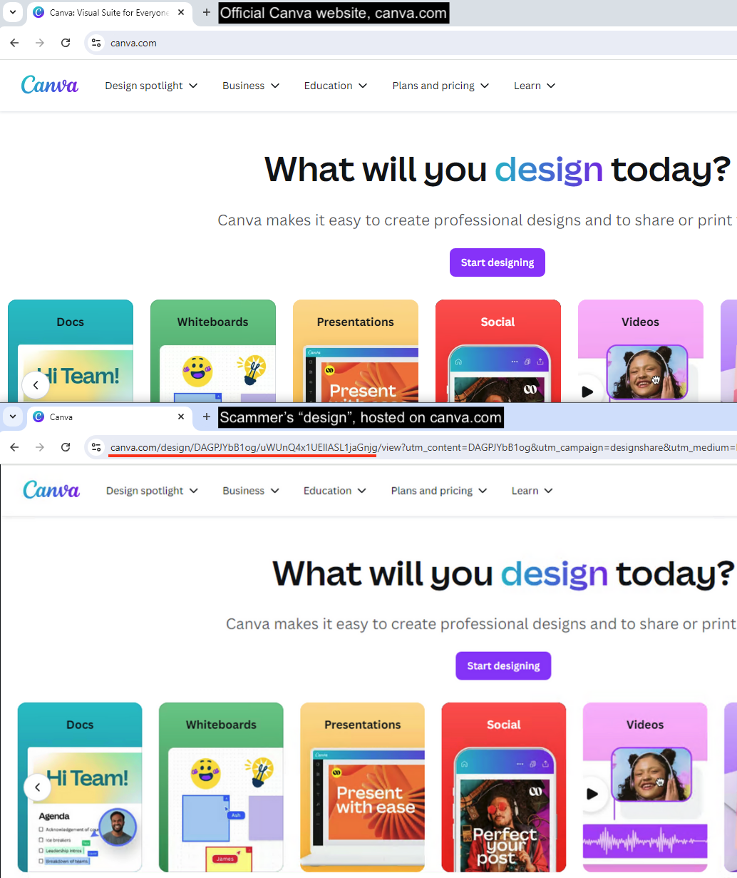 Fake Canva home page leads to browser lock | Malwarebytes