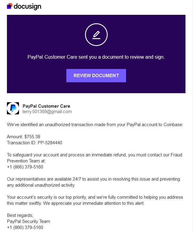 PayPal scam abuses Docusign API to spread phishy emails | Malwarebytes
