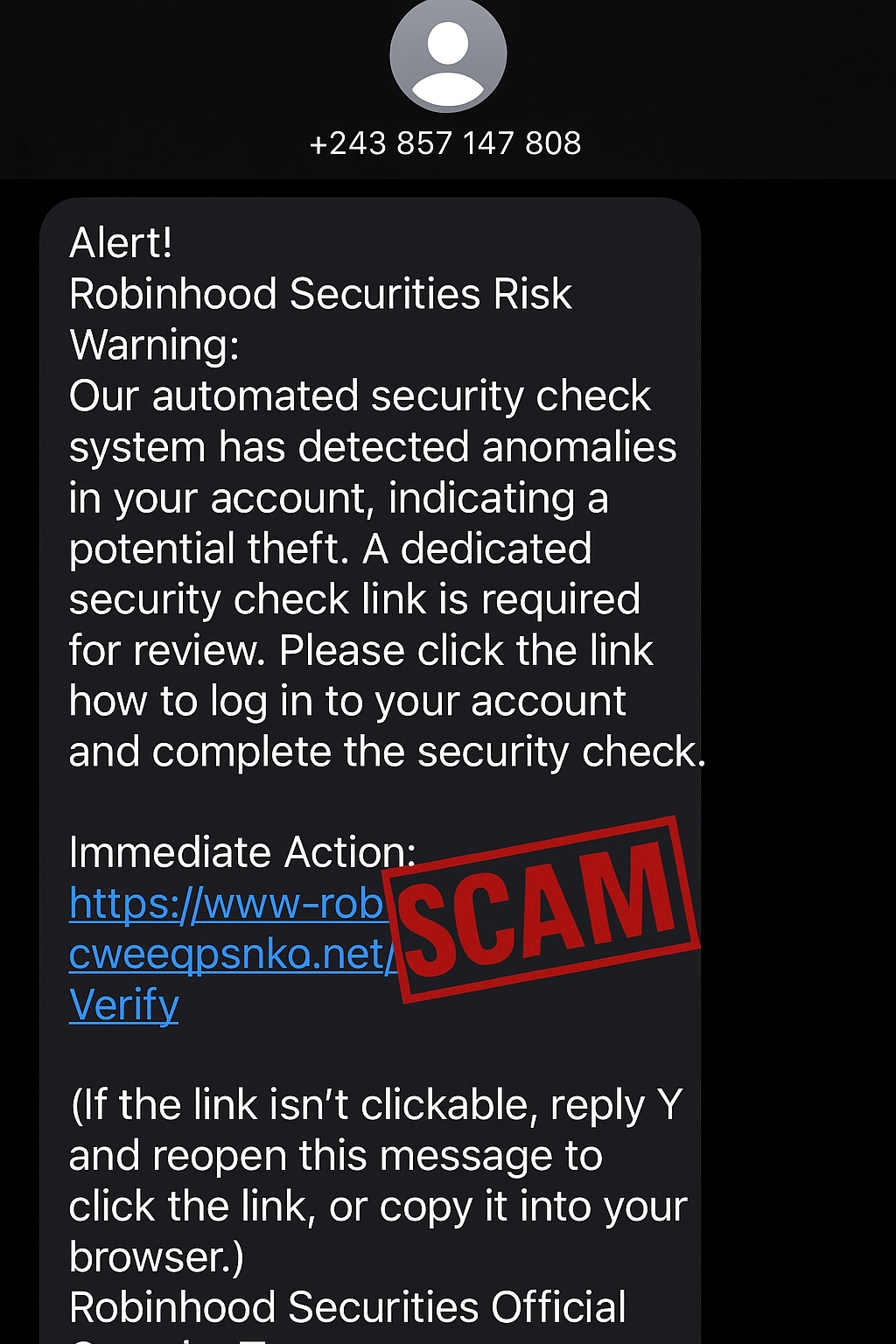 Scammers are still sending us their fake Robinhood security alerts ...