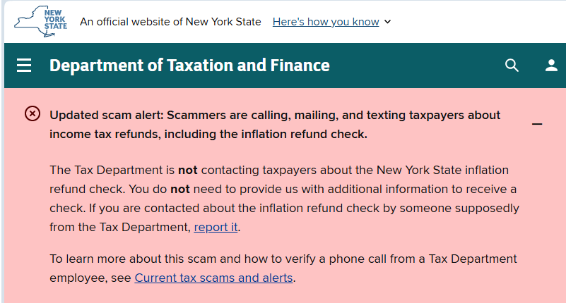 Phishing scams exploit New York’s inflation refund program | Malwarebytes