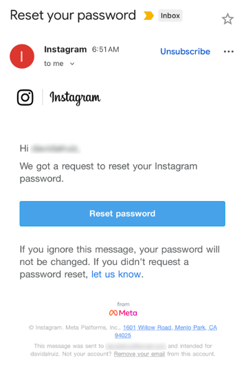 Received an Instagram password reset email? Here’s what you need to ...