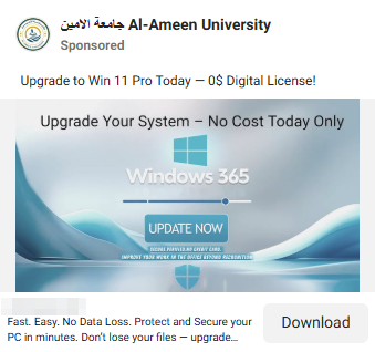 Facebook ads spread fake Windows 11 downloads that steal passwords and ...