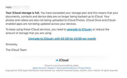“iCloud storage is full” scam is back, and now it wants your payment ...